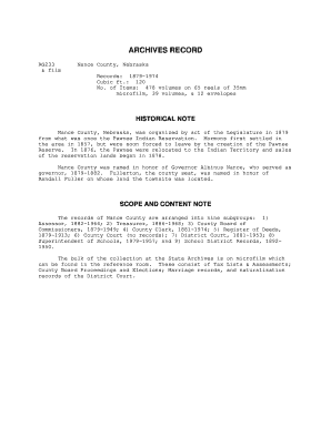 Fillable Online nebraskahistory ARCHIVES RECORD. Allegation of Abuse ...