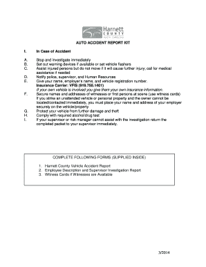 Fillable Online harnett Auto Accident Report Kit EMS Only - Harnett ...