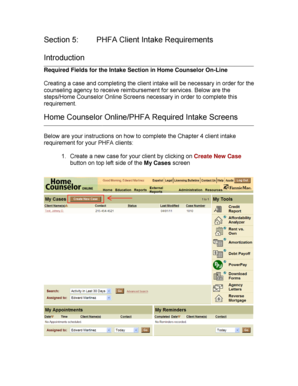 Fillable Online phfa Section 5 PHFA Client Intake Requirements ...
