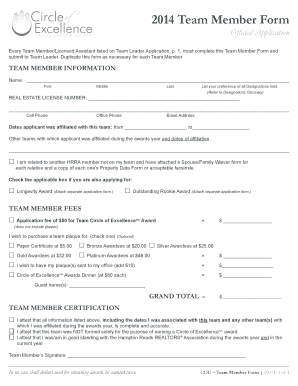 Fillable Online Team Member form - Hampton Roads REALTORS Association ...