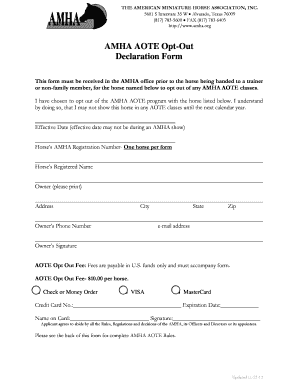 Fillable Online amha AMHA AOTE Opt-Out Declaration Form - American ...