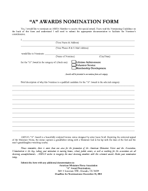 Fillable Online amha Awards nomination form - American Miniature Horse ...