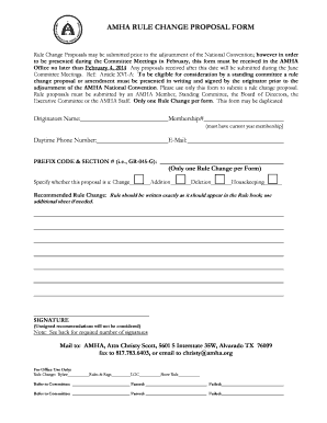 Fillable Online amha AMHA RULE CHANGE PROPOSAL FORM Fax Email Print ...