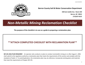 Fillable Online Non-Metallic Mining Checklist for Reclamation Plans ...