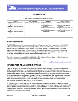 Fillable Online A brief guide to the PROMIS Depression instruments: Fax ...