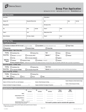 Fillable Online Group Plan Application - Dental Select Fax Email Print - pdfFiller