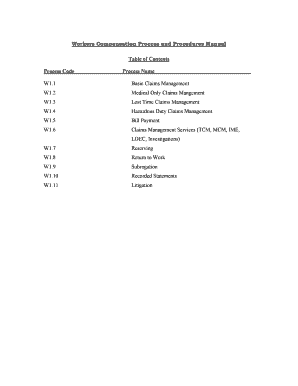 Fillable Online Workers Compensation Process and Procedures Manual Fax ...