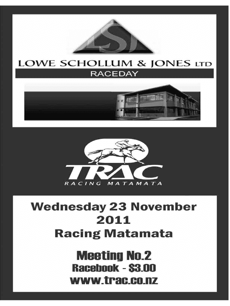 Fillable Online nzracing co RACING MATAMATA Matamata Racing Club Inc ...