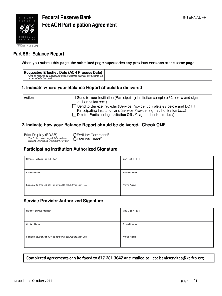 Fillable Online frbservices Part 5B Balance Report Fax Email Print ...