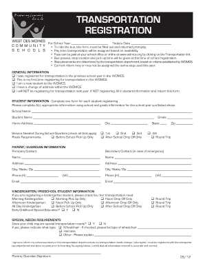 Fillable Online wdmcs Transportation Registration Form English (pdf ...