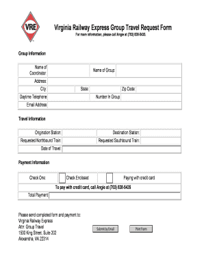 Fillable Online vre Printable Group Form - Virginia Railway Express Fax ...
