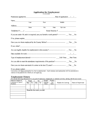 Fillable Online co elk pa Application for Employment Employment History ...