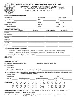 Fillable Online hanovertwp-nc ZONING AND BUILDING PERMIT APPLICATION ...
