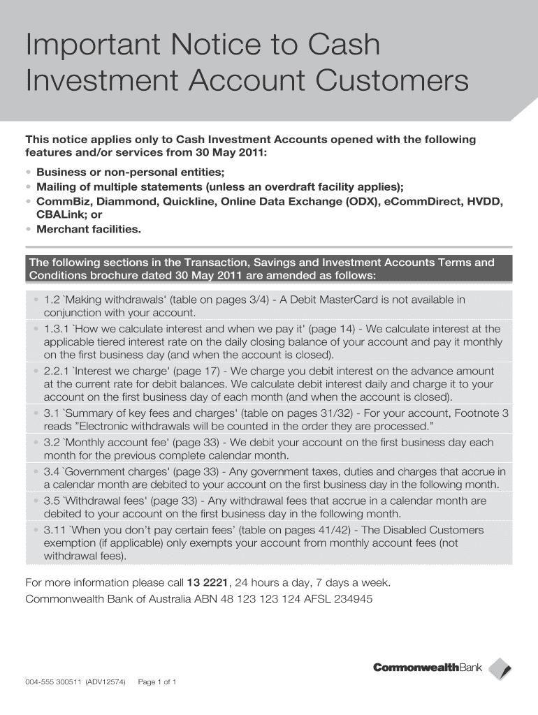 Fillable Online Important Notice to Cash Fax Email Print - pdfFiller