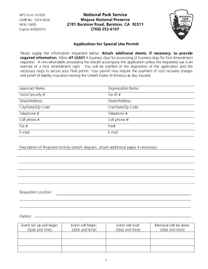 Fillable Online nps In response to your inquiry concerning Special Park ...