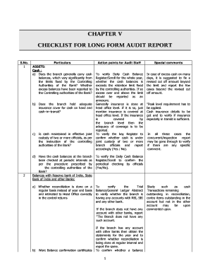 Fillable Online CHAPTER V CHECKLIST FOR LONG FORM AUDIT REPORT Fax ...