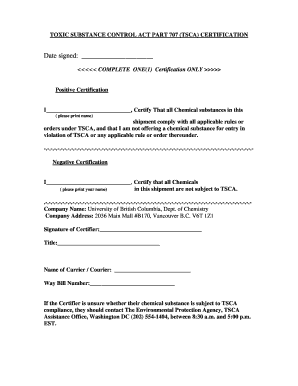 Fillable Online chem ubc TSCA FORM - chem ubc Fax Email Print - pdfFiller