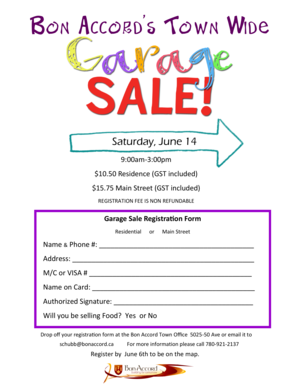 Fillable Online Garage Sale Registration Form - Bon Accord Fax Email ...