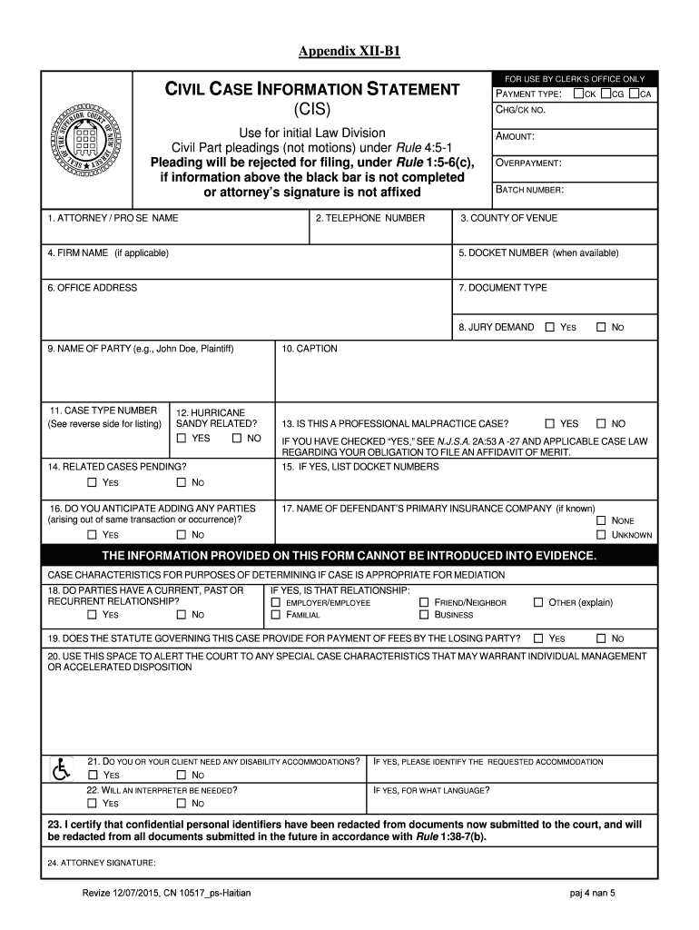 Fillable Online judiciary state nj Cmo completar la declaracin ...