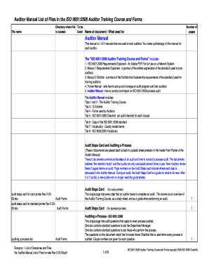 Fillable Online Auditor Manual List of Files in the ISO 9001:2008 ...
