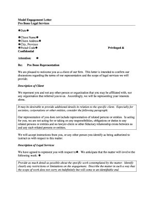 Fillable Online cba Model Engagement Letter Pro Bono Legal Services ...