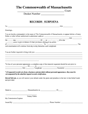 Fillable Online Records subpoena form - Capitol Constable Service Fax ...