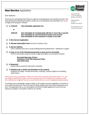 Fillable Online New Service Application - Inland Power and Light Fax ...