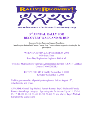Fillable Online rutherfordcountytn Rally for Recovery Registration Form ...