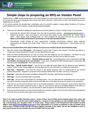 Fillable Online Simple steps to preparing an RFQ on Vendor Panel Fax ...