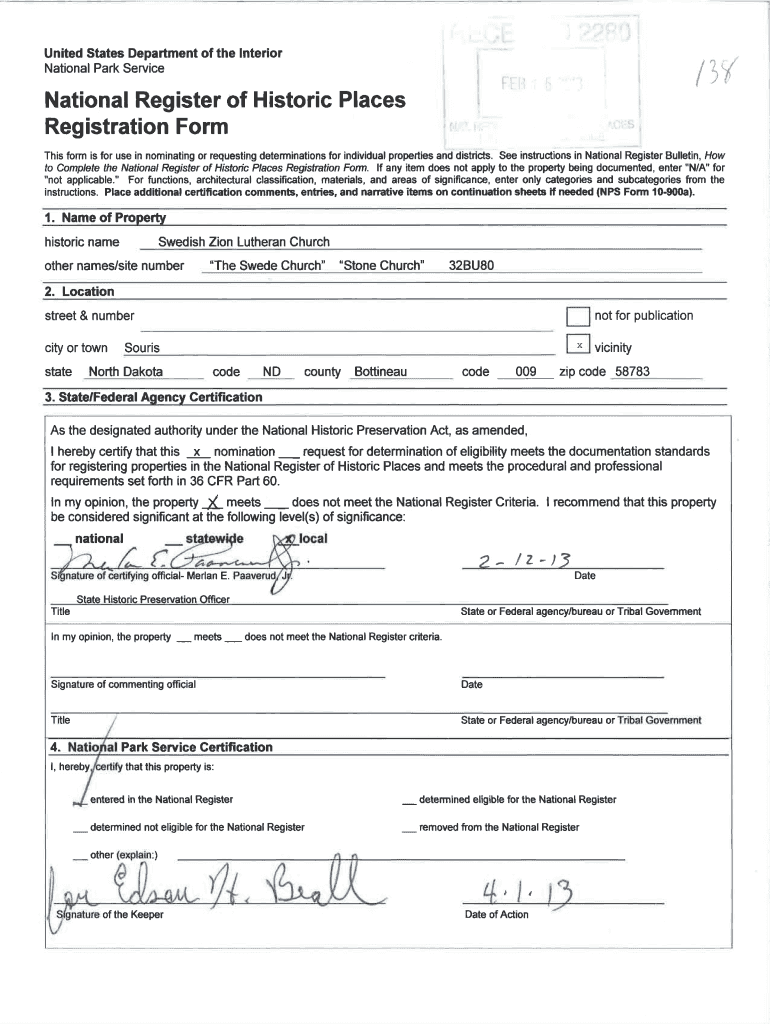 Fillable Online nps United States Department of the Interior National ...