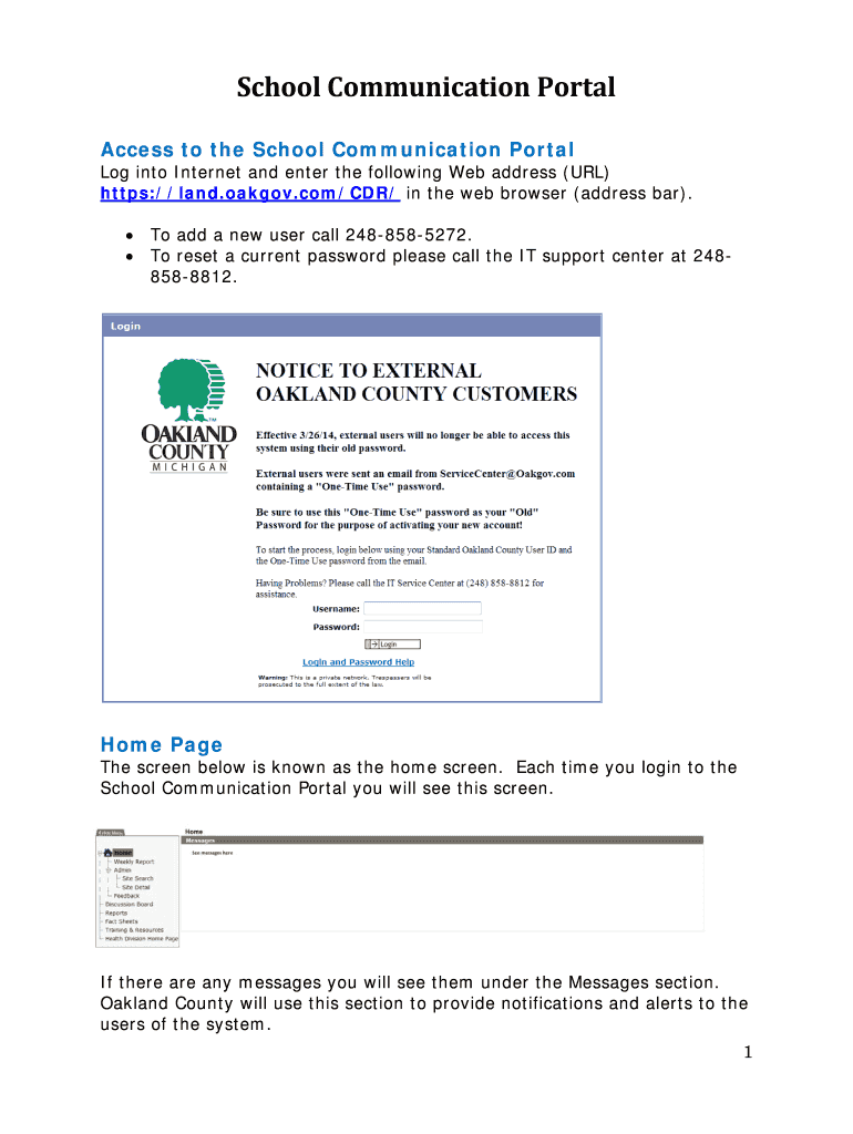 Fillable Online Access to the School Communication Portal Fax Email ...