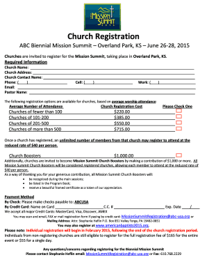 Fillable Online Church Registration Fax Email Print - pdfFiller