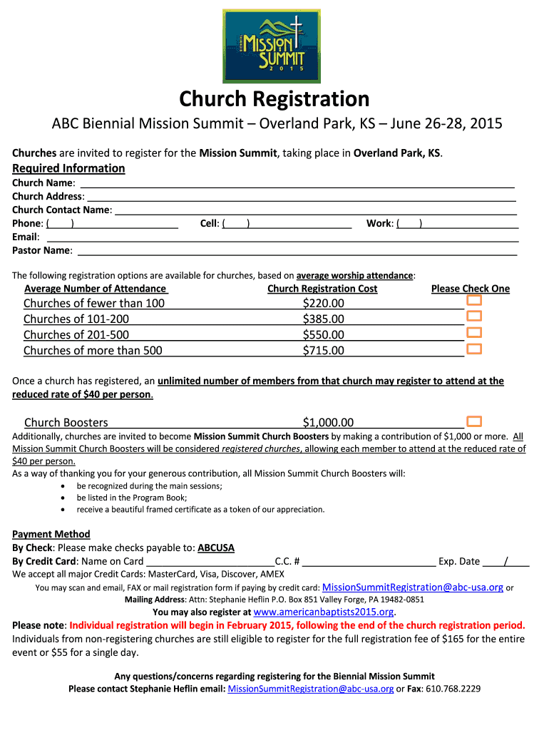 Fillable Online Church Registration Fax Email Print - pdfFiller