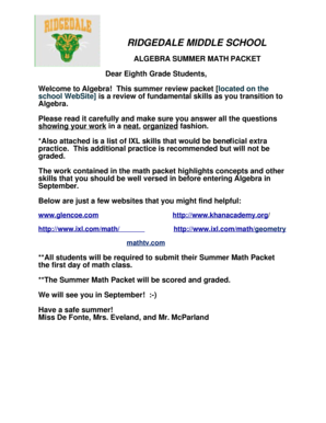 Fillable Online fpks Incoming 8th Grade Algebra - Complete - fpks Fax ...