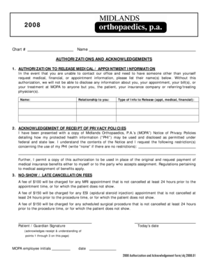 Fillable Online 2008 Authorization and Acknowledgement form Fax Email ...