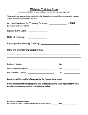 Fillable Online bpcc Webinar Training Form Fax Email Print - pdfFiller