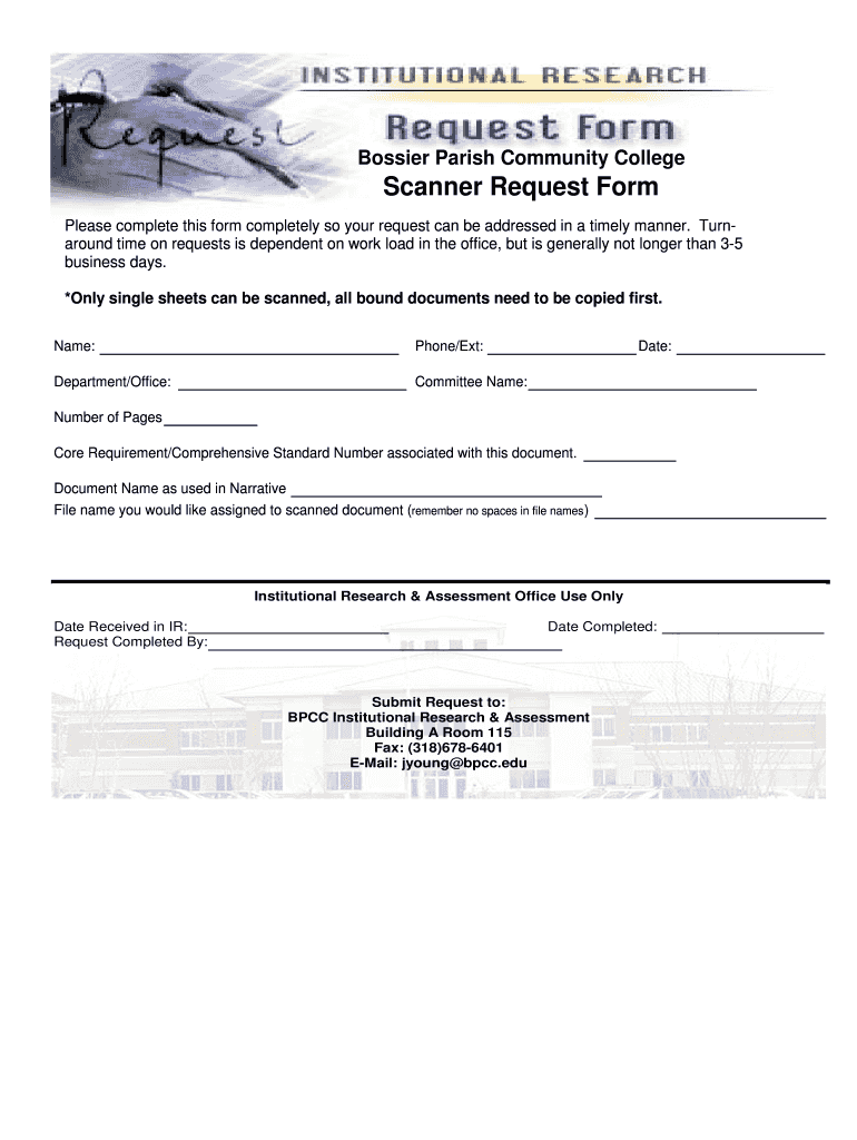 Fillable Online bpcc Scanner Request Form - Bossier Parish Community ...