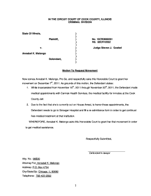 Fillable Online Motion To Request Movement Fax Email Print - pdfFiller