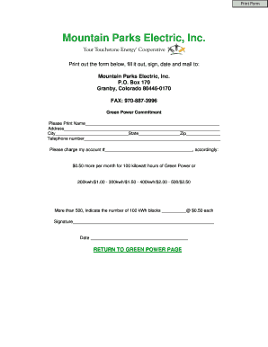 Fillable Online Green Power Contribution Form - Mountain Parks Electric ...