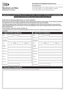Fillable Online stockton gov Listed Building Application Form ...