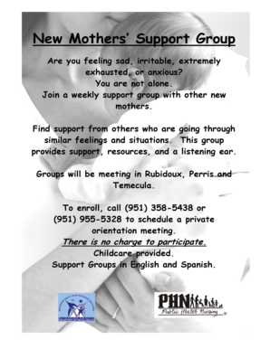 Fillable Online rivcochdp New Mothers Support Group and Referral Form ...