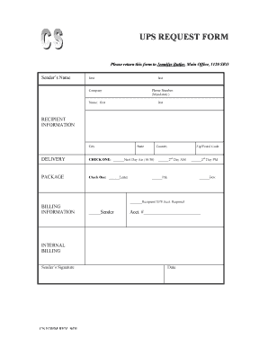 Fillable Online cs uic UPS REQUEST FORM - cs uic Fax Email Print ...