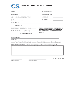 Fillable Online cs uic REQUEST FOR CLERICAL WORK Fax Email Print ...