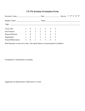 Fillable Online cs uic CS 376 Seminar Evaluation Form - cs uic Fax ...
