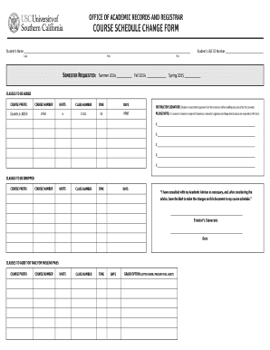 Fillable Online ee usc OFFICE OF ACADEMIC RECORDS AND REGISTRAR COURSE ...