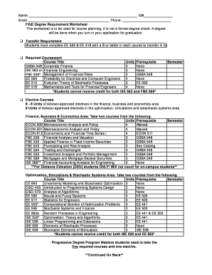Fillable Online ee usc Transfer Requirement Required Coursewo - ee usc ...