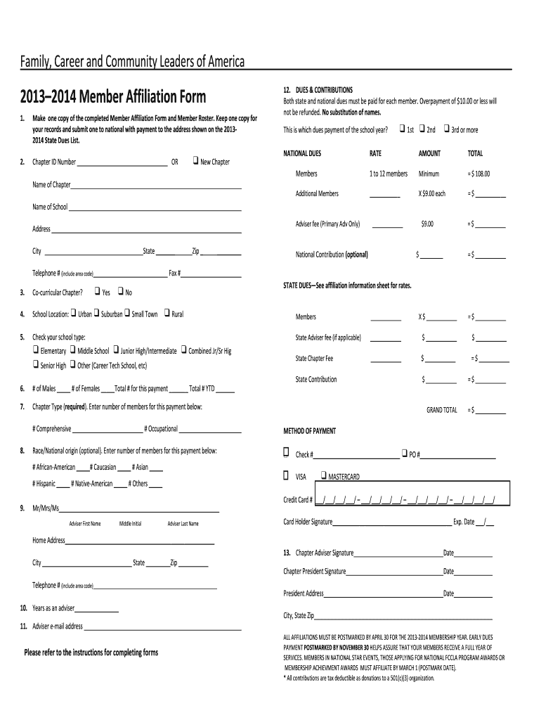 Fillable Online flfccla Instructions for Completing Member Affiliation ...