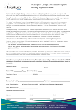 Fillable Online investigator sa edu Investigator College Ambassador ...