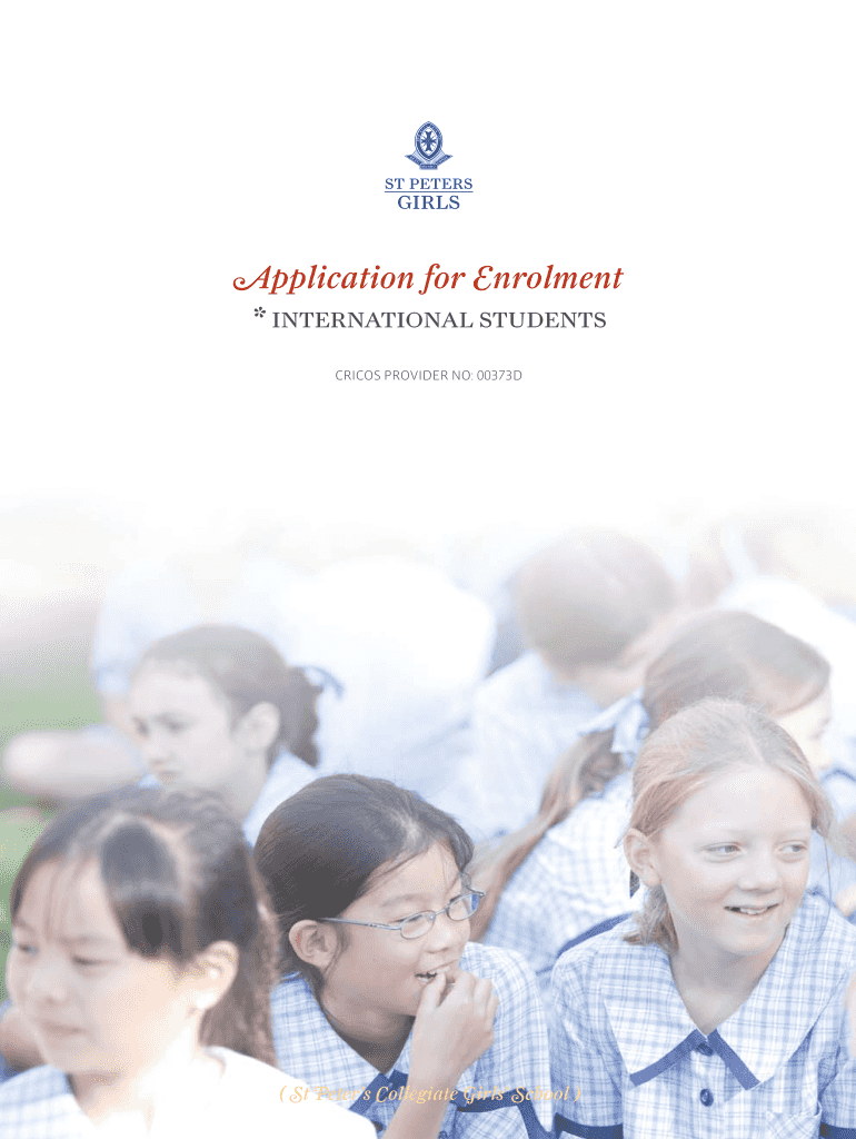 Fillable Online Application for Enrolment - St Peters Girls School Fax ...
