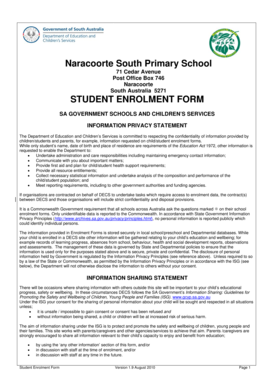 Fillable Online narsouthps sa edu Naracoorte South Primary School STUDENT ENROLMENT FORM ...